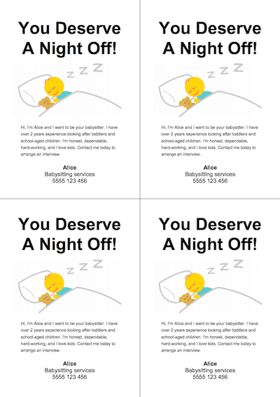Babysitting Flyers Free Online Maker 